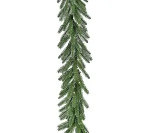 FRASER HILL FARM 9' Green Fir Garland With Warm White Led - One-color