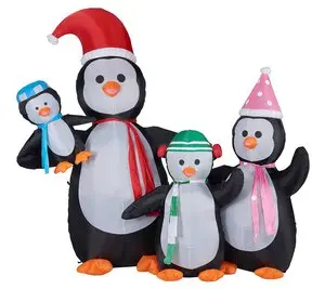 FRASER HILL FARM 10-ft. Tall Penguin Family, Ou Door Blow-up C - One-color