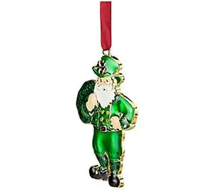 NORTHLIGHT 3.5 Green & Brass-plated Irish Santa Ornament