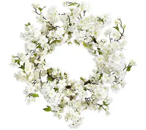 NEARLY NATURAL 24' Cherry Blossom Wreath By - One-color