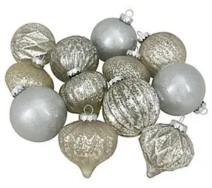 NORTHLIGHT 12-ct Champagne & Silver Glass Style Glass Ornament - One-color