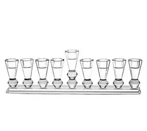COPA JUDAICA Menorah Crystal With Silver Crushe D Stones - One-color