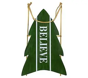 NORTHLIGHT Green Wooden 'believe' Christmas Sle Decoration - One-color
