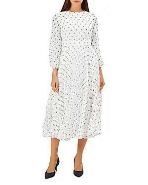 HOBBS LONDON Selena Pleated Polka Dot Dress