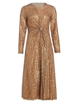 Elie Tahari Women's The Selma Sequined Midi-Dress - Bronze Sequins  - Bronze Sequins