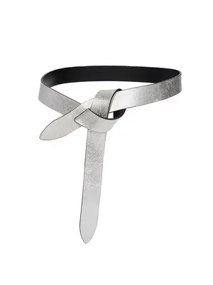 Isabel Marant Étoile Women's Lecce Leather Wrap Belt - Chalk Black  - Silver Black