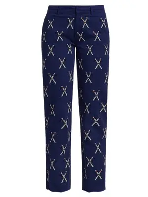 Libertine Women's Beaded Ski-Pattern Chino Pants - Navy  - Navy