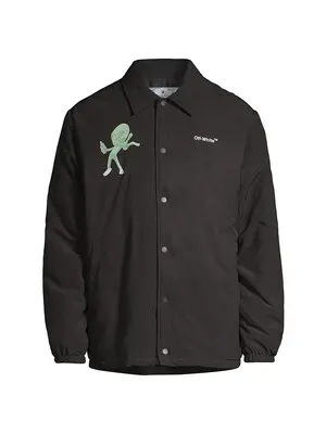 Off-White Men's Alien Spray World Padded Coach Jacket - Black Red  - Black Red
