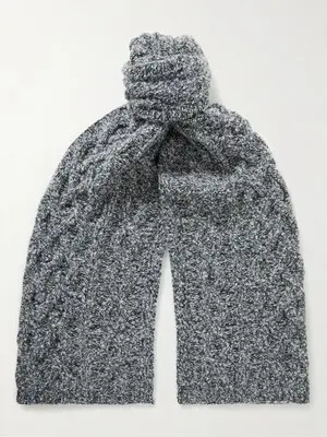 Loro Piana Sciarpa Cable-knit Cashmere Scarf - Gray
