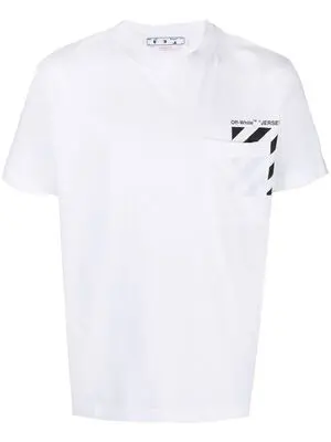 Off-White Diag-stripe Cotton T-shirt White Black