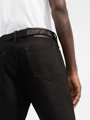 Off-White Indust Belted Slim-fit Jeans - Black