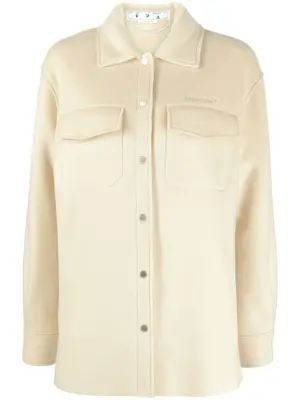 Off-White Embroidered Logo Shirt Jacket Beige Beige