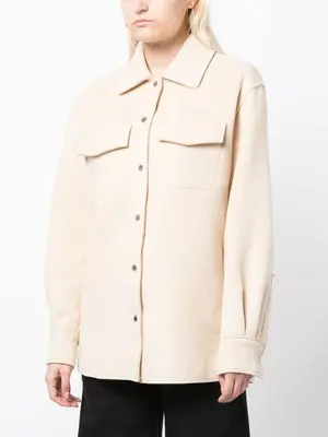 Off-White Embroidered Logo Shirt Jacket - Neutrals
