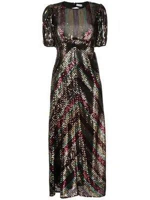 Rixo Sequin-design Midi-dress - Black
