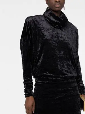 Saint Laurent Roll-neck Velvet Effect Minidress