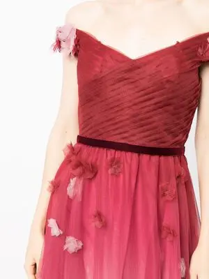 Marchesa Floral-appliqué Ombré-effect Gown