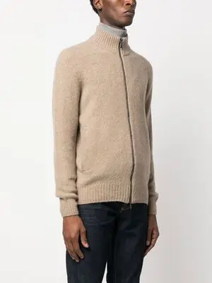 DRUMOHR Zip-up High Neck Jumper - Brown