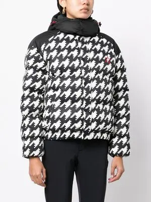 Perfect Moment Houndstooth-print Puffer Jacket - Black