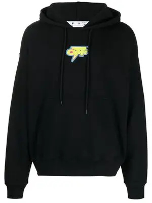 Off-White Thunder Print Skate Hoodie - Black