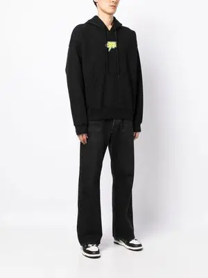 Off-White Thunder Print Skate Hoodie - Black