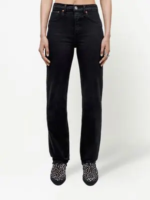 RE/DONE Straight-leg High-rise Jeans - Black