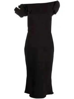 Marchesa Off-shoulder Midi Dress