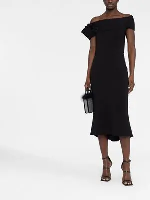 Marchesa Off-shoulder Midi Dress