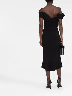 Marchesa Off-shoulder Midi Dress