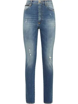 Philipp Plein High-rise Ripped Skinny Jeans
