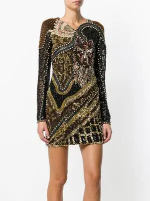 Balmain Embellished Wolf Design Dress