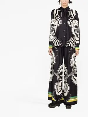 La DoubleJ Placed Wide-leg Trousers - Black