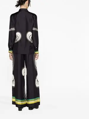 La DoubleJ Placed Wide-leg Trousers - Black