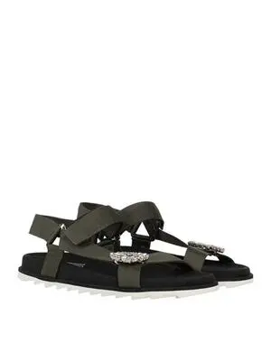 ROGER VIVIER Military Textile Fiber Sandals - Green