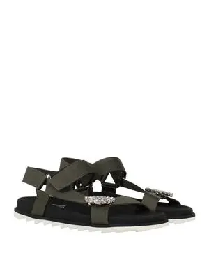 ROGER VIVIER Military Textile Fiber Sandals - Green