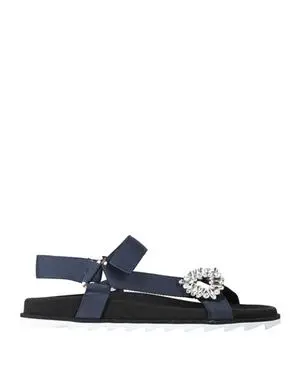 ROGER VIVIER Military Textile Fiber Sandals Navy Blue