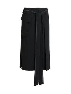 Victoria Beckham Women's Trench Crepe Midi-Skirt - Black - Size 6 - Black  - Black