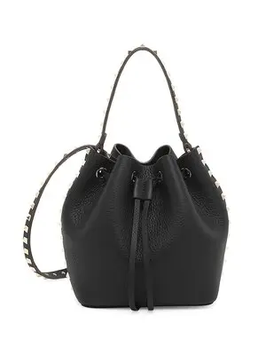 Valentino Garavani Women's Rockstud Leather Bucket Bag - Nero - Nero Nero