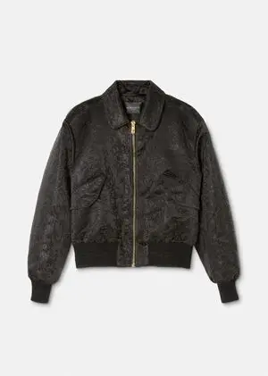 Versace Embellished Barocco Silhouette Bomber Jacket