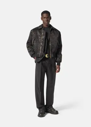 Versace Embellished Barocco Silhouette Bomber Jacket