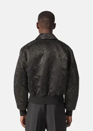 Versace Embellished Barocco Silhouette Bomber Jacket