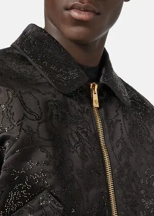 Versace Embellished Barocco Silhouette Bomber Jacket