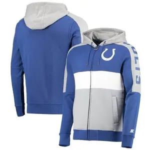 STARTER Gray Indianapolis Colts Playoffs Color Block Full-zip Hoodie