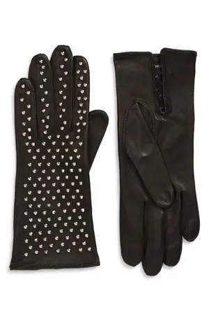 SEYMOURE Kelly Studded Leather Gloves - Black