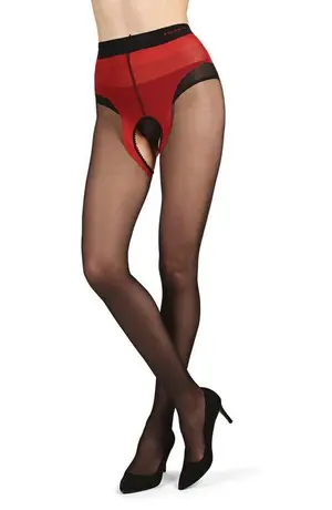 MEMOI Backseam Crotchless Tights