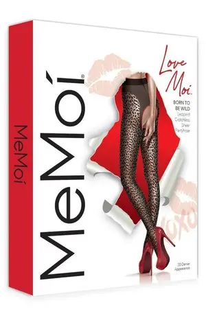 MEMOI Leopard Print Crotchless Tights