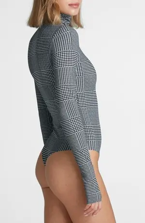 Commando Classic Turtleneck Thong Bodysuit - Houndstooth Plaid