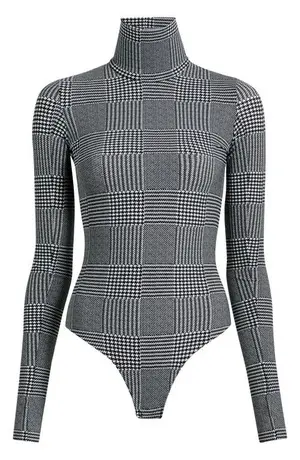 Commando Classic Turtleneck Thong Bodysuit - Houndstooth Plaid