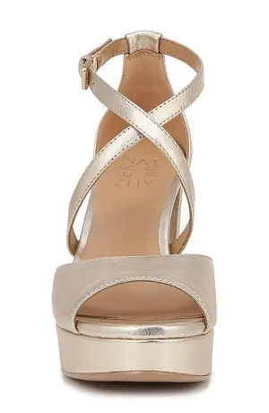 Naturalizer Melody Platform Strappy Sandals - Champagne Leather