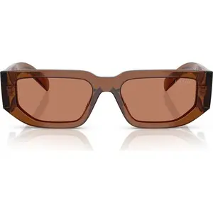 Prada 56mm Rectangular Sunglasses - Dark Transparent/brown
