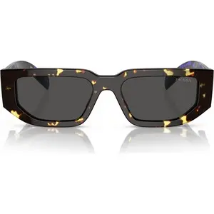 Prada Prada 56mm Rectangular Sunglasses Net Gray